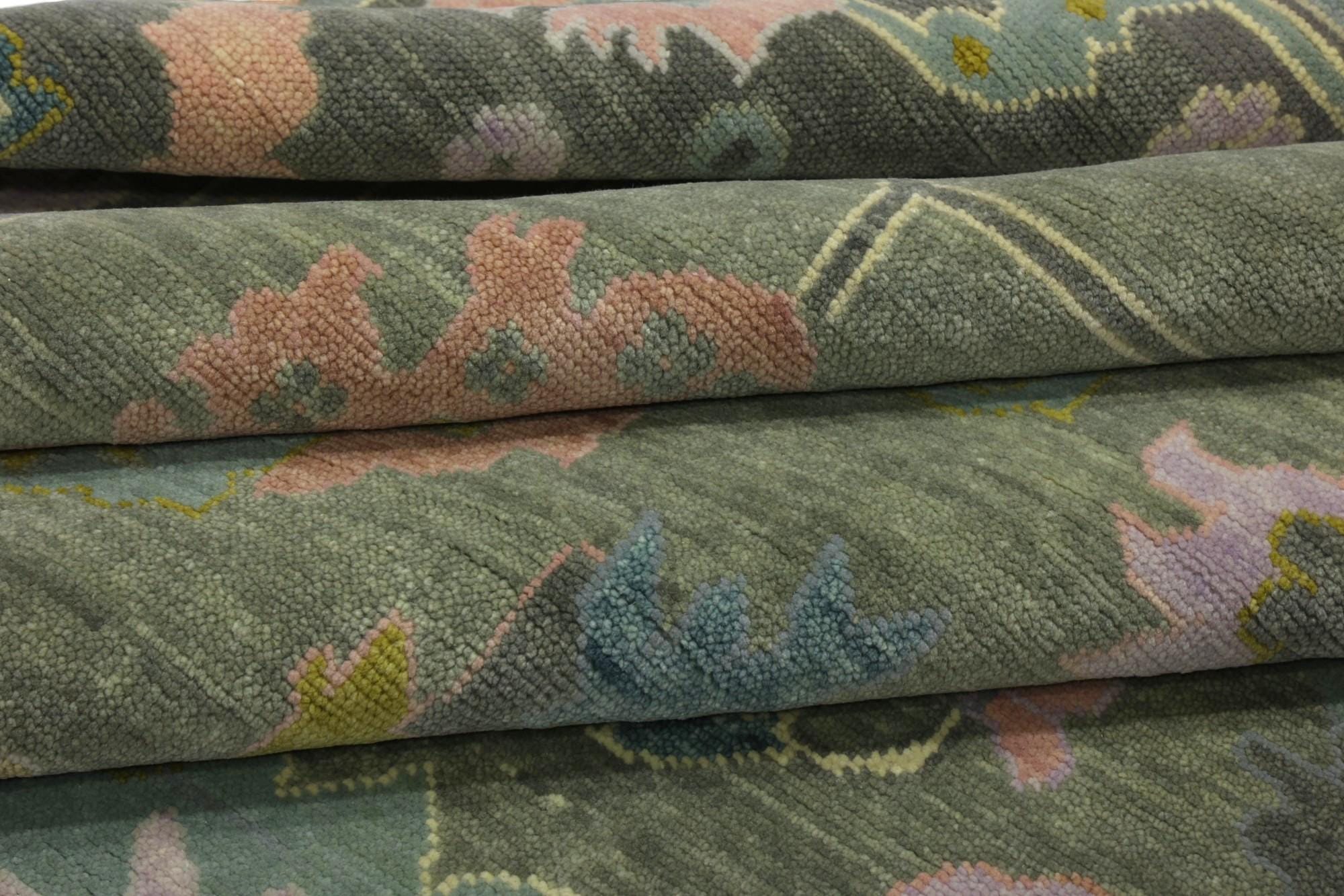 Dusty Sage Green Wool Rug: Hand-knotted Turkish Oushak Design - Etsy