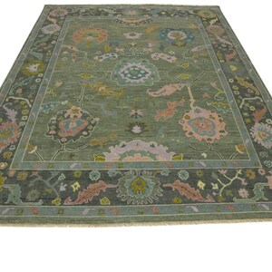 Dusty Sage Green Wool Rug: Hand-knotted Turkish Oushak Design - Etsy