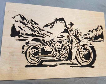 Motorcycle Scroll Saw Artwork - Etsy