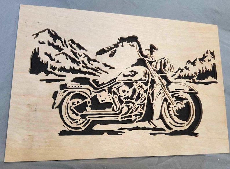 Motorcycle Scroll Saw Wood Working Artwork - Etsy