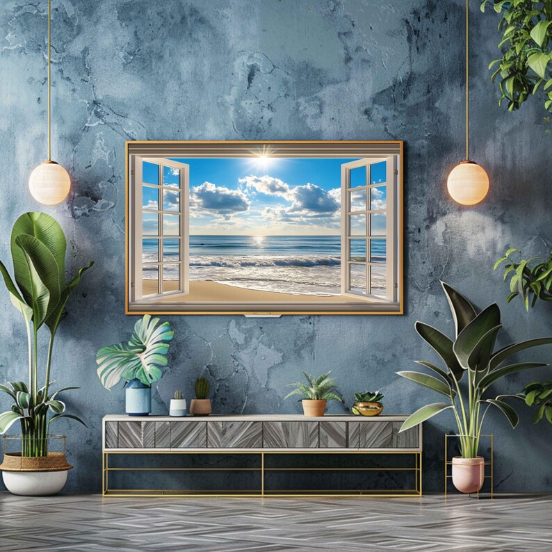 Beach View Through Window Art Print: Samsung Frame TV (digital Download ...