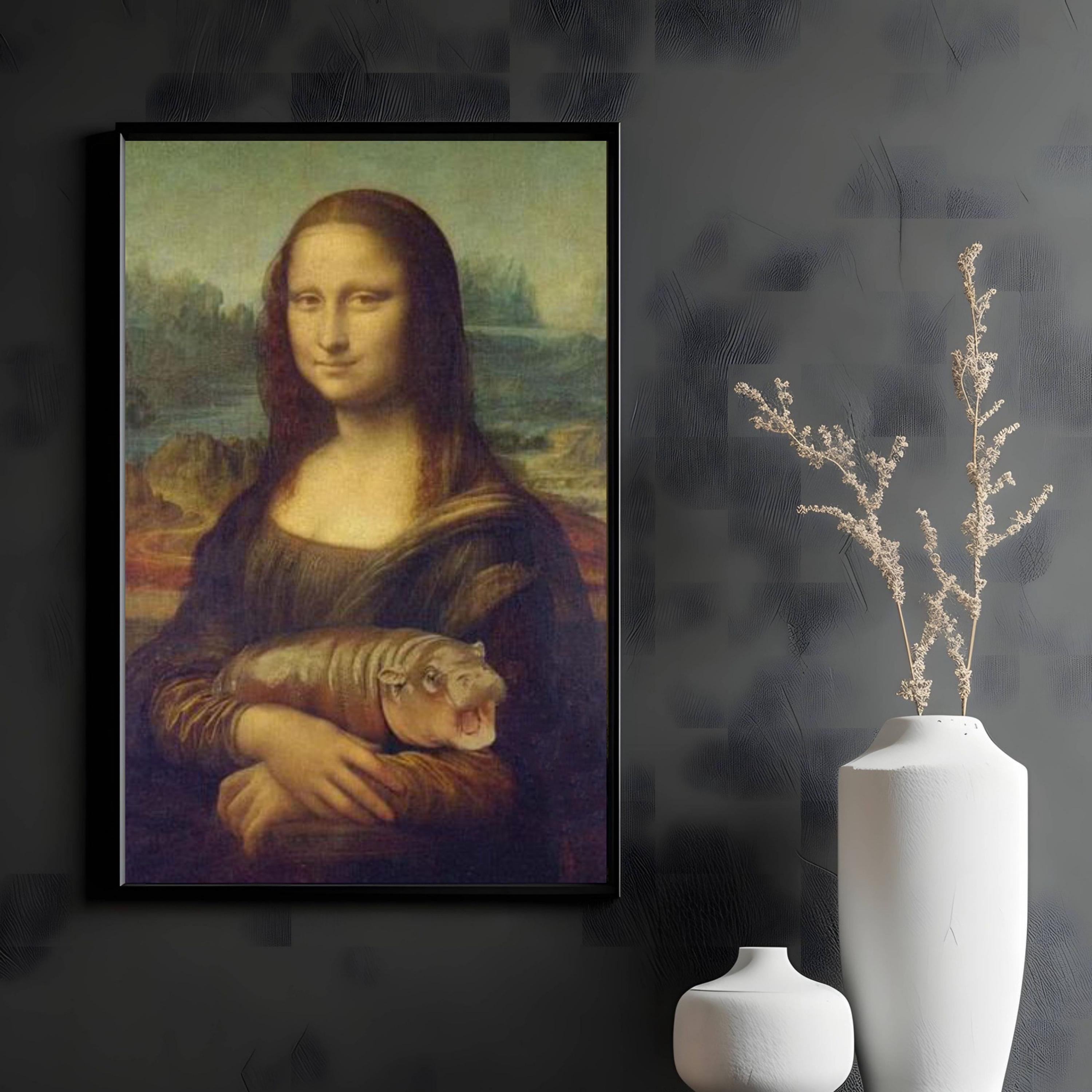 Mona Lisa With Hippo Print: Humorous Surreal Art (digital Download) - Etsy