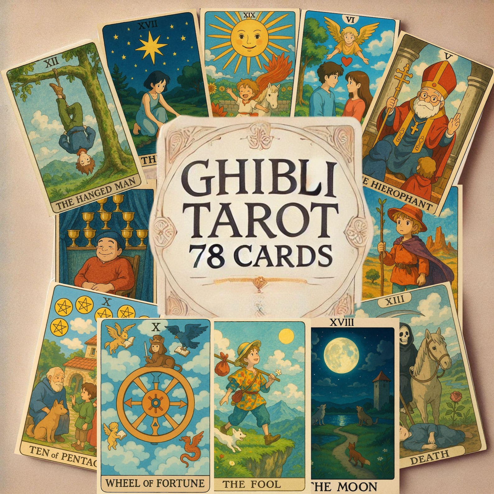 Studio Ghibli Anime Tarot Cards Set: 78 PNG Digital Download - Etsy