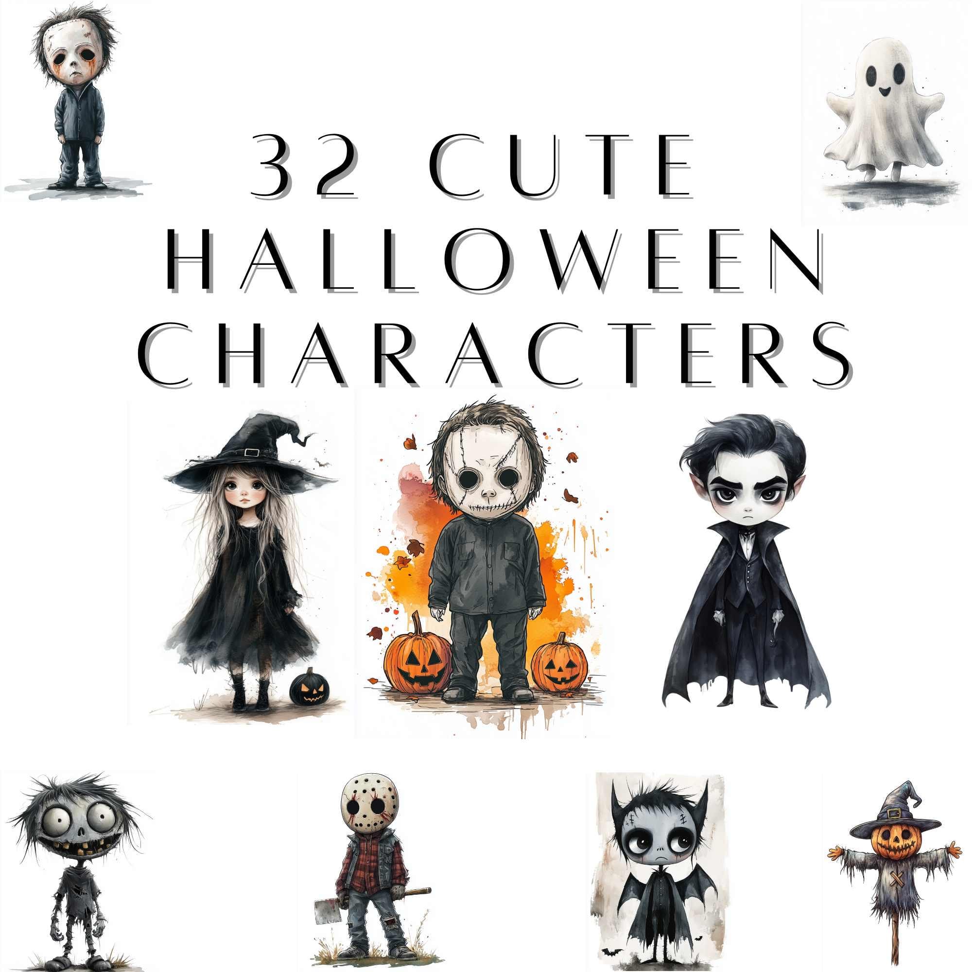 Cute Halloween Characters Clipart: Halloween Art for Crafts and Decor ...