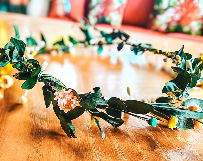 FOR MELISSA: Custom Dainty Bridal Crown of Real Dried Flowers and ...