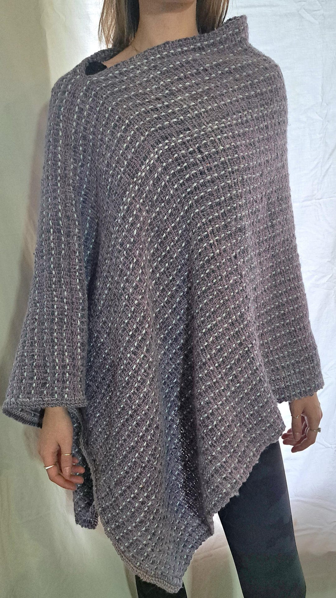 One Size Poncho in Lavender With Teal Green Accent Colors - Etsy