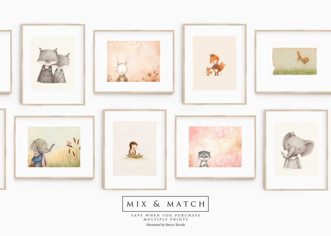 Mix and Match Art Prints Nursery Art Print Sets Animal Kids - Etsy