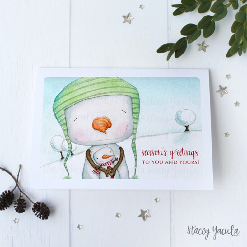Greeting card snowman snowmen thank you winter | Etsy