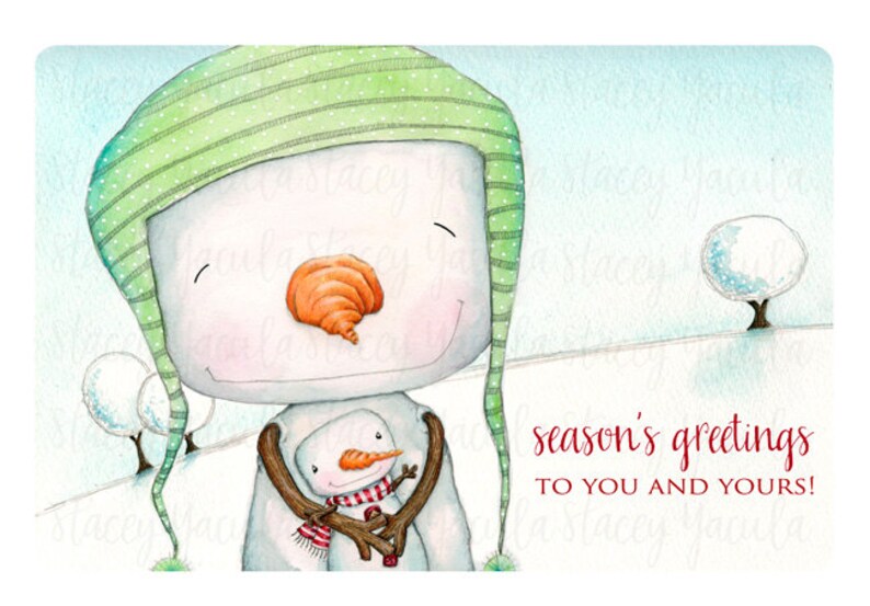 Greeting card snowman snowmen thank you winter | Etsy