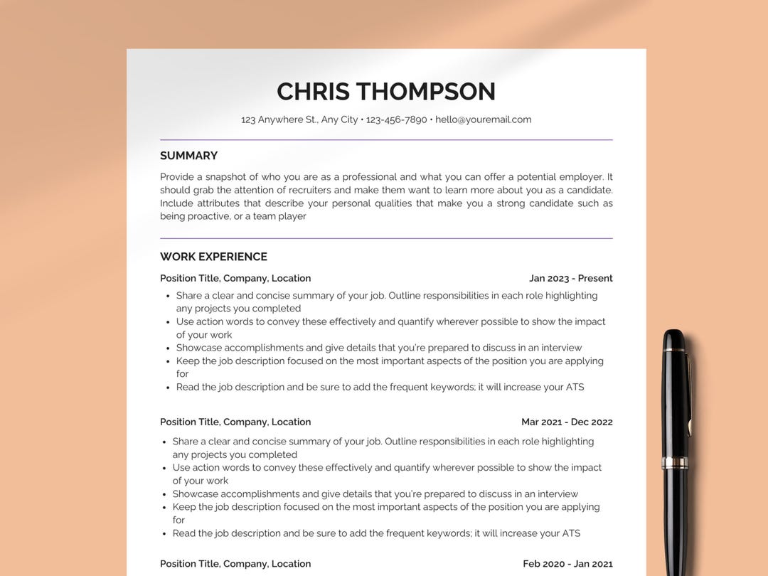 Clean Professional Resume Template for Microsoft Word CV Template Cover ...