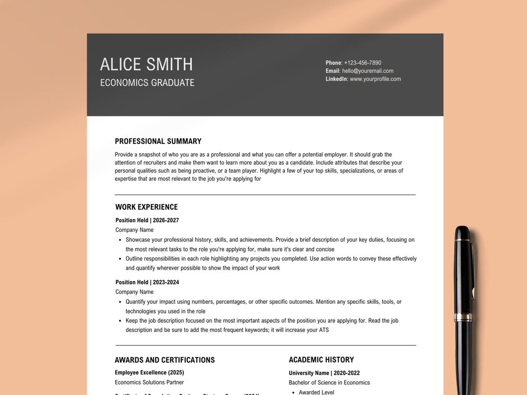 Clean Professional Resume Template for Microsoft Word CV Template Cover ...
