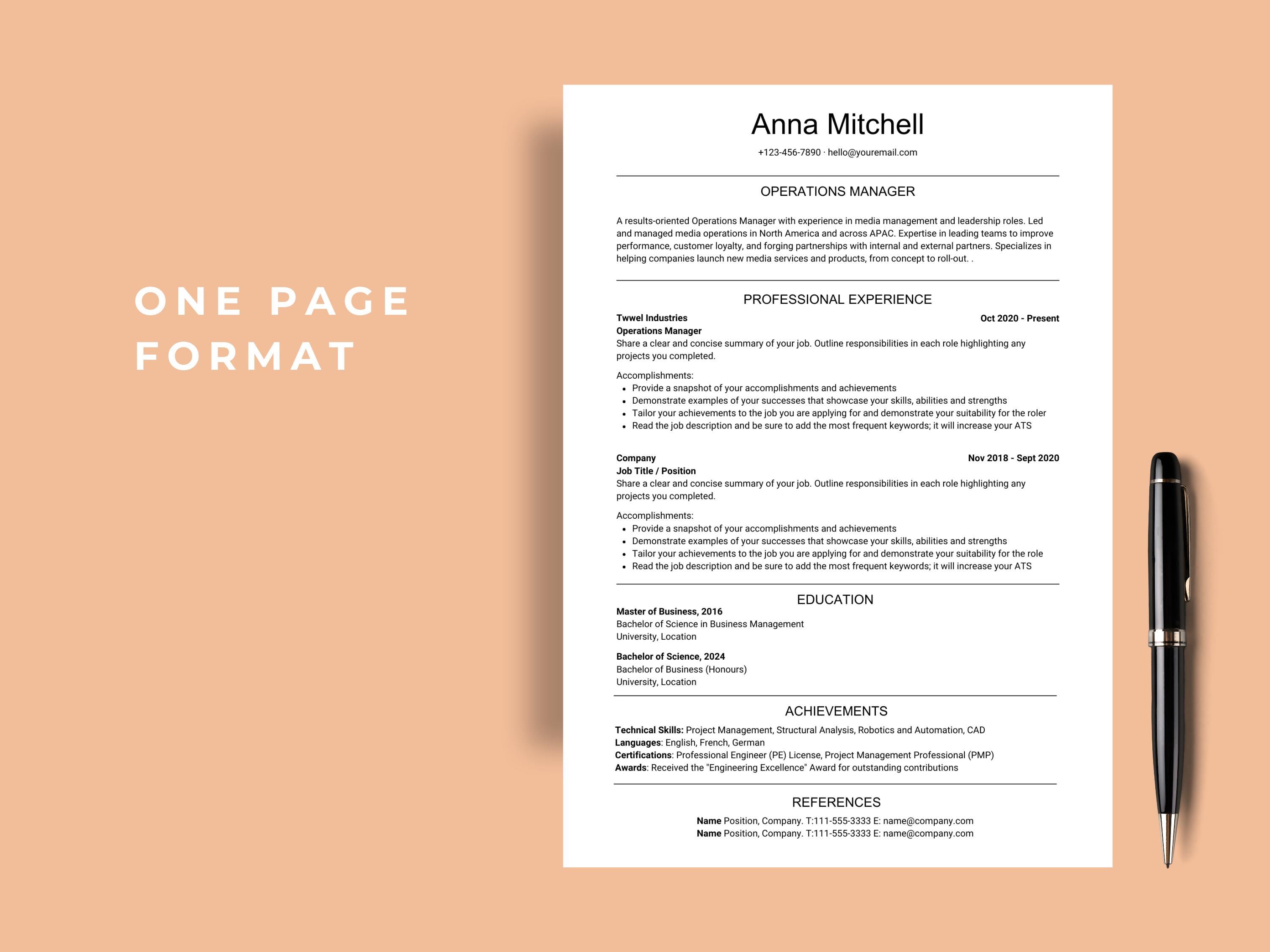 Clean Professional Resume Template for Microsoft Word CV Template Cover ...