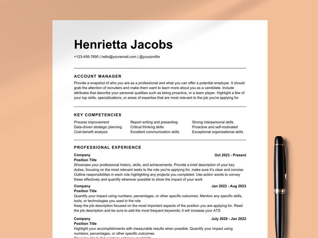 Clean Professional Resume Template for Microsoft Word CV Template Cover ...