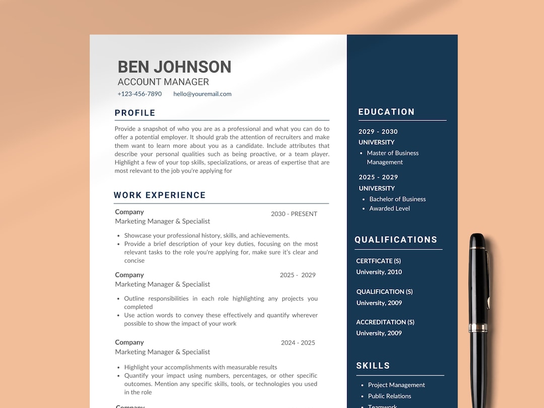 Clean Professional Resume Template for Microsoft Word CV Template Cover ...