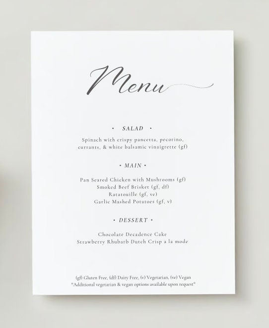 Simple Wedding Menu Sign - Etsy