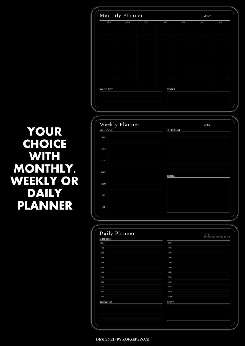 Black Digital Planner - Etsy
