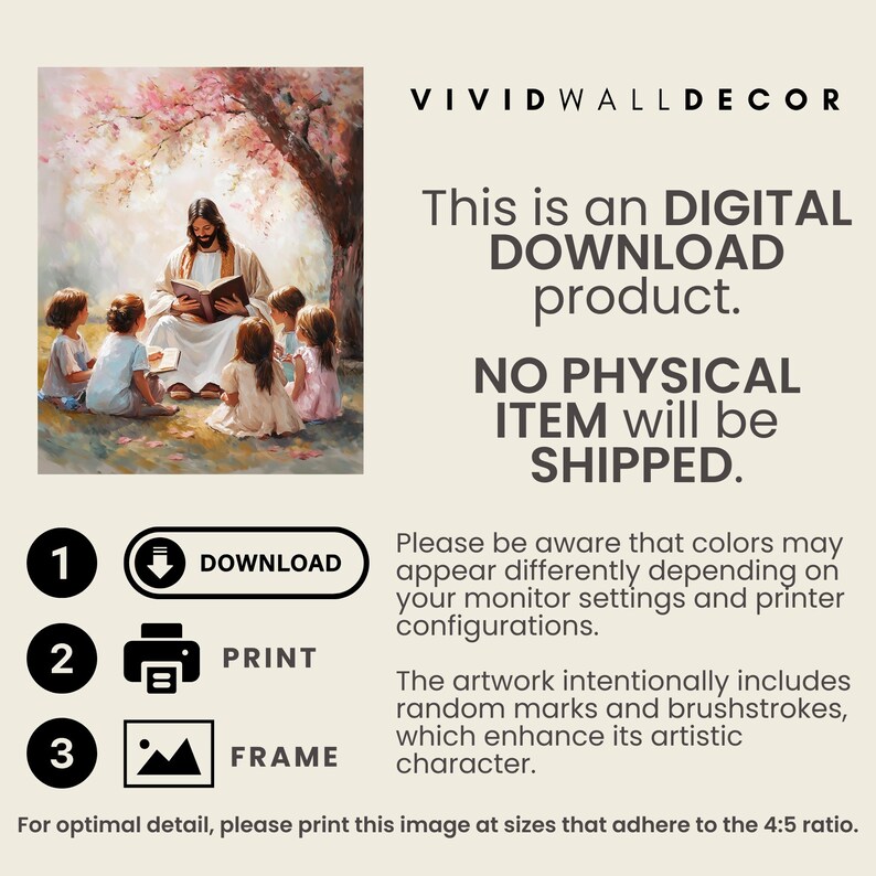 Jesus Teaching Children Art Print Christian Wall Art Faith Decor Bible ...