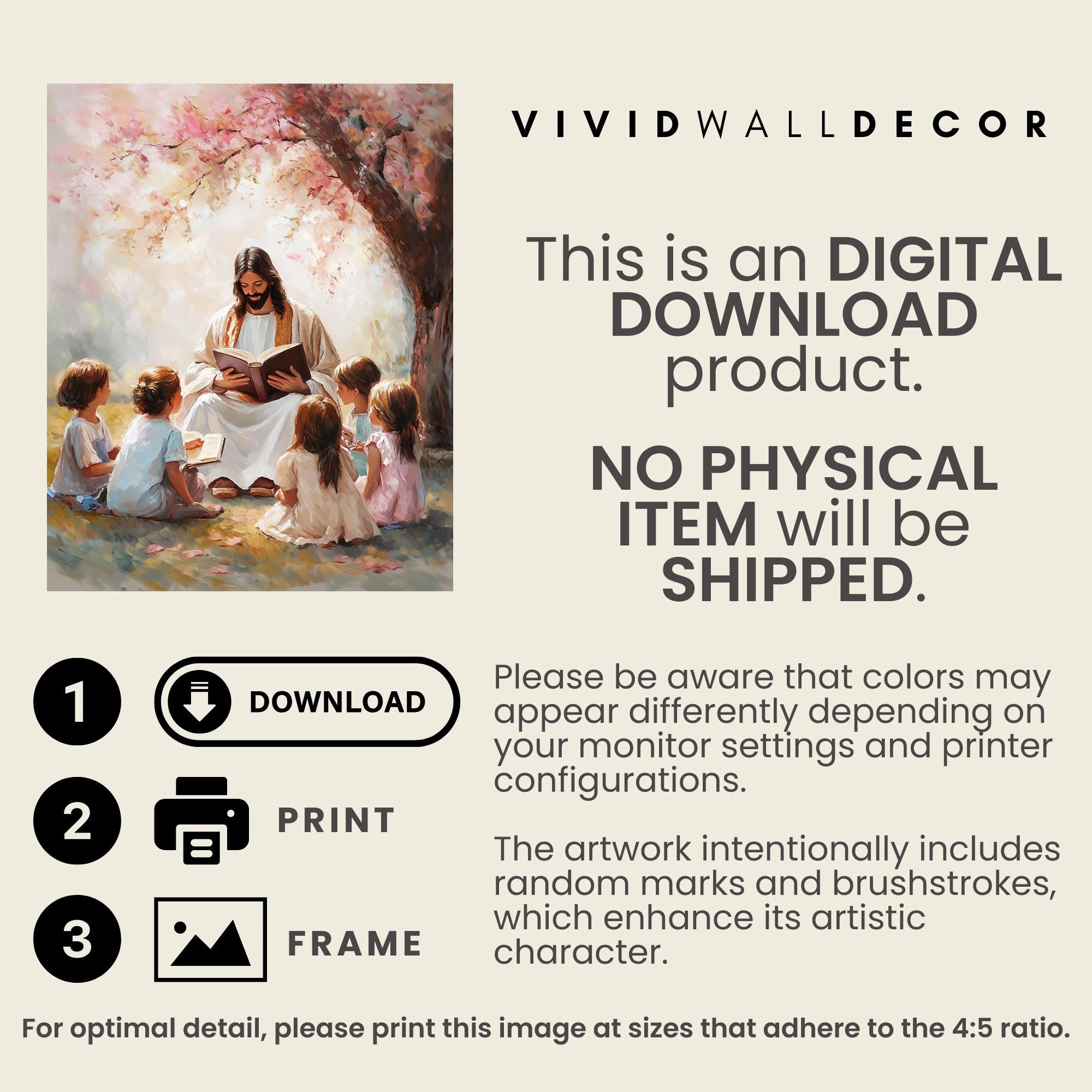 Jesus Teaching Children Art Print Christian Wall Art Faith Decor Bible ...