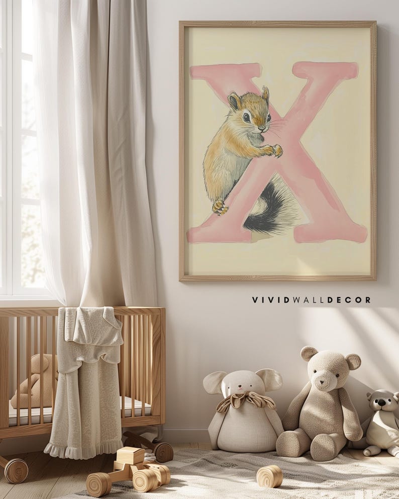 X is for Xerus Alphabet Animal Art Print for Kids Educational Nursery ...