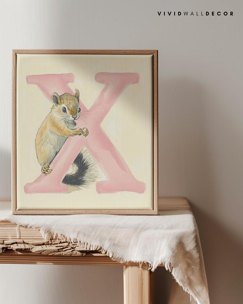 X is for Xerus Alphabet Animal Art Print for Kids Educational Nursery ...