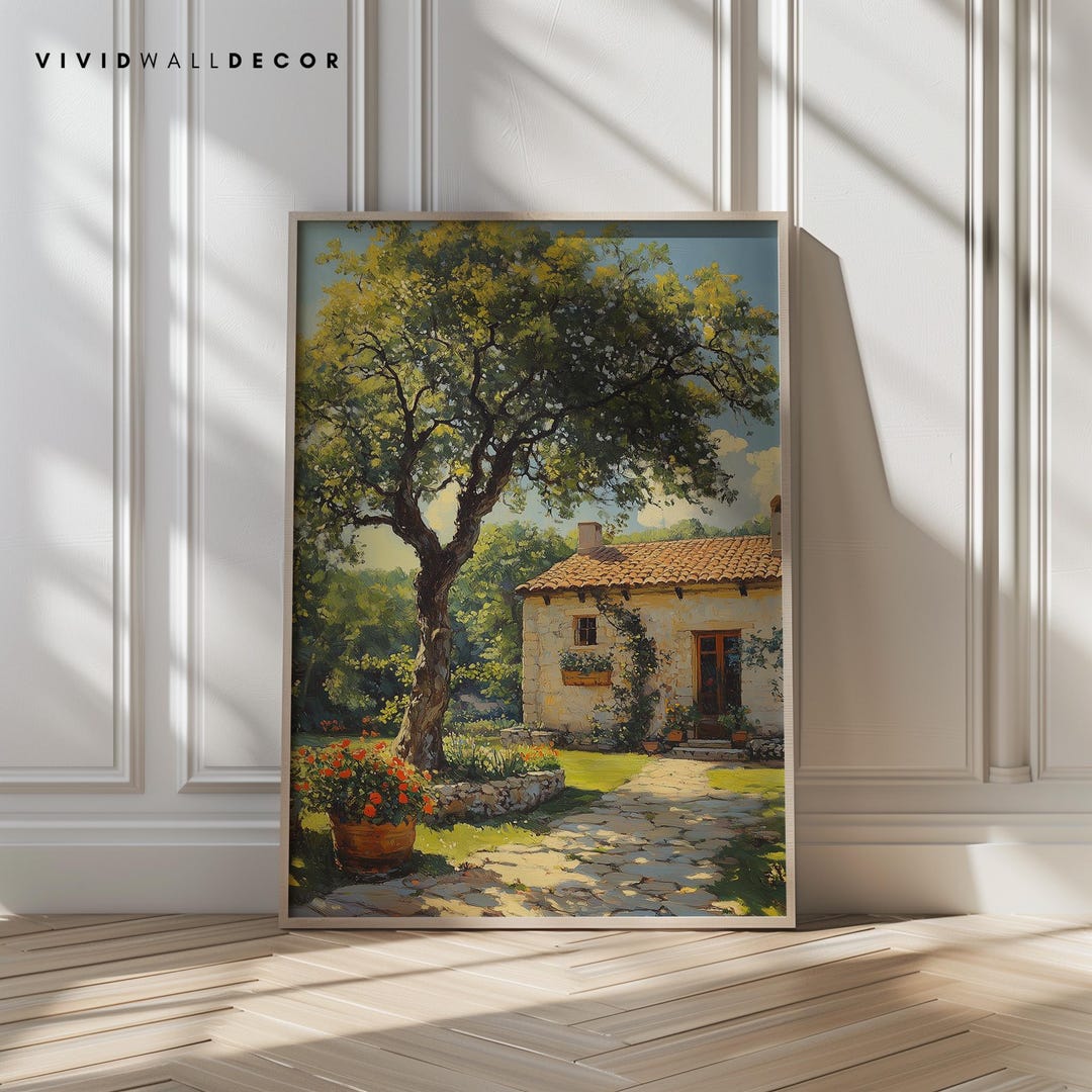 Rustic Cottage Impressionist Landscape Art Country House Wall Decor ...