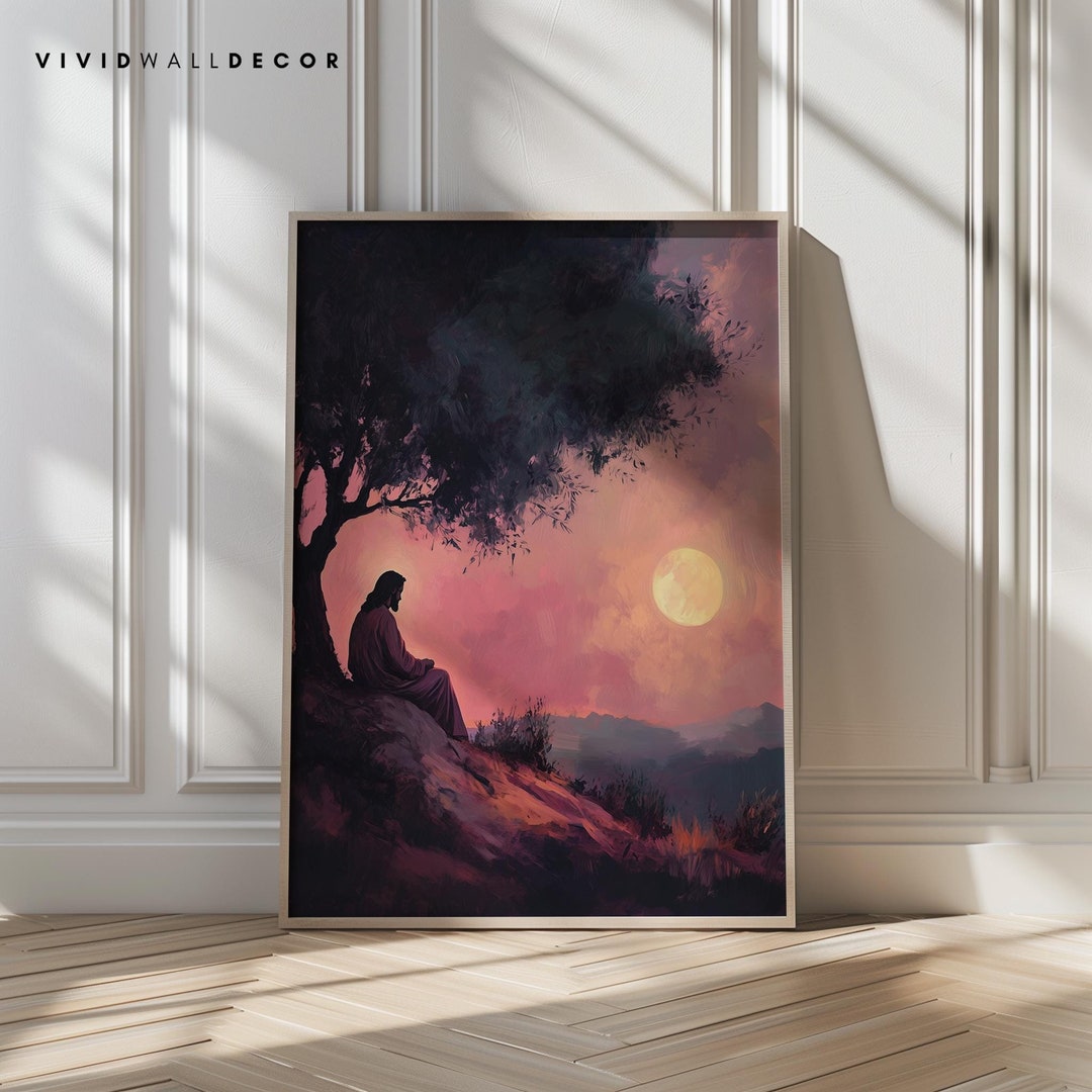 Jesus Praying Under an Olive Tree Christian Wall Art Inspirational ...