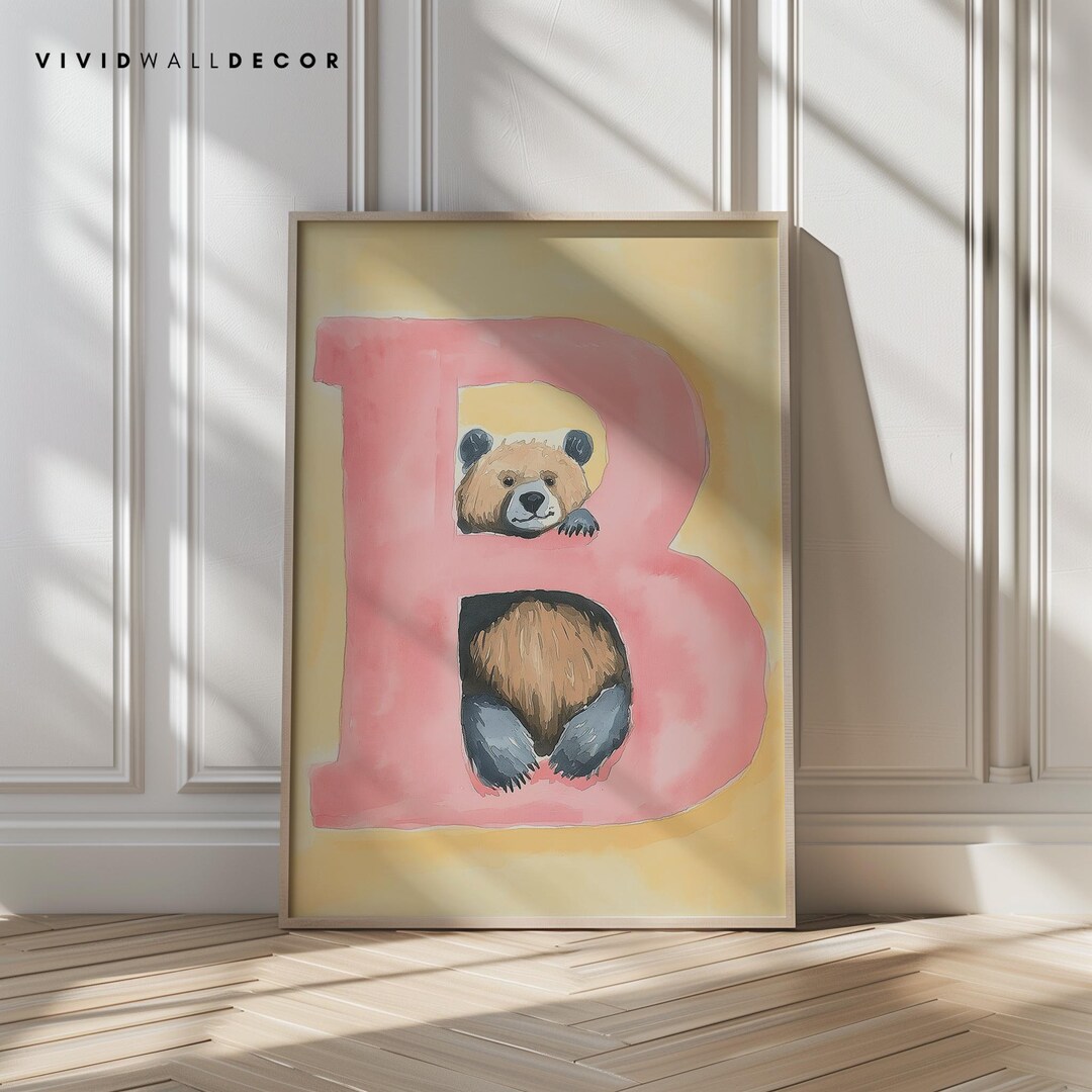 Bear Alphabet Nursery Print Personalized Letter Nursery Decor Baby Room ...
