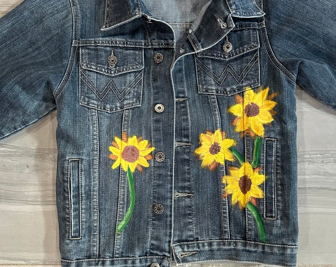 Sunflower Hand Painted Denim Jacket - Etsy