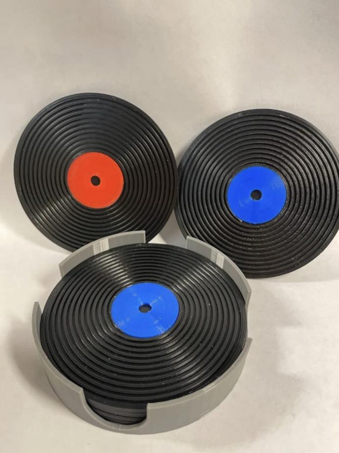 Retro Vinyl Record Coaster Set (4), 3D Printed Non-slip Drink Coasters ...