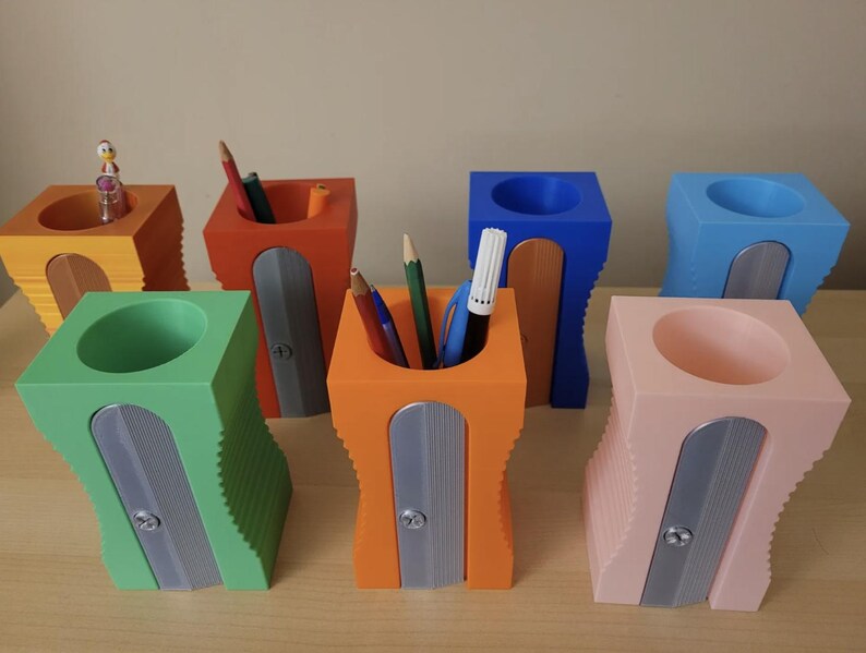 Large Pencil Sharpener Pen Holder, 3D Printed Desk Organizer, Unique ...