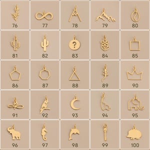 119 Custom Gold Charms, 14K Gold Dainty Minimalist Add on Charms, Tiny ...