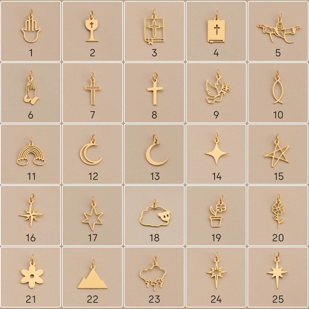 119 Custom Gold Charms, 14K Gold Dainty Minimalist Add on Charms, Tiny ...