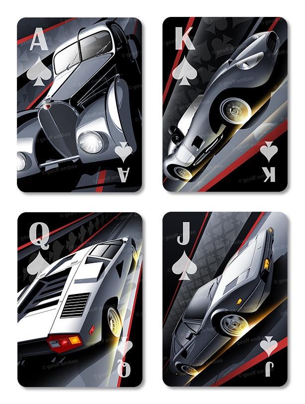 Car Cards – illustrated Classic Car Poker Deck - Etsy