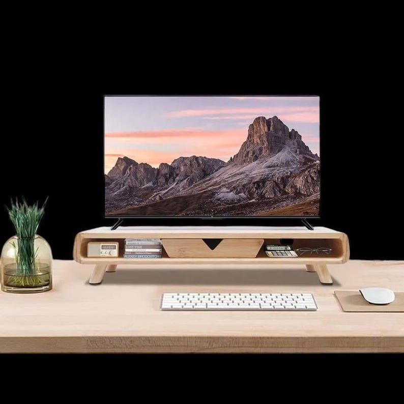 Wood Monitor Stand. Monitor Stand. Solid Bamboo Laptop Stand ...