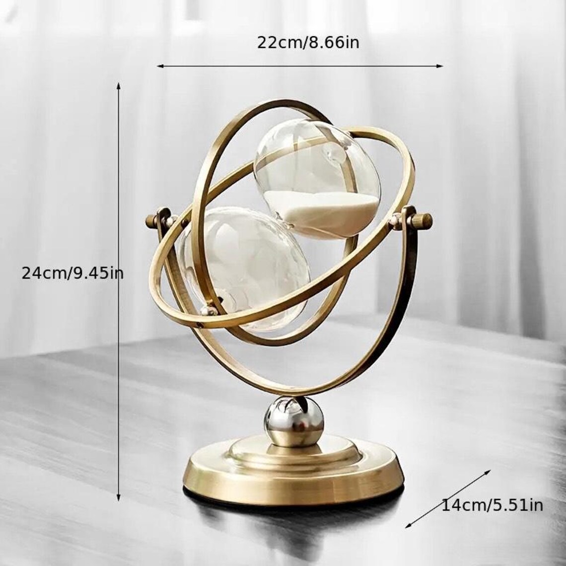 Engraved Antique Hourglass. White Sand Timer With 720 Rotation. Metal ...