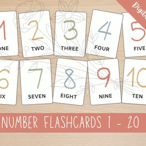 Number Flashcards 1-20 - Etsy
