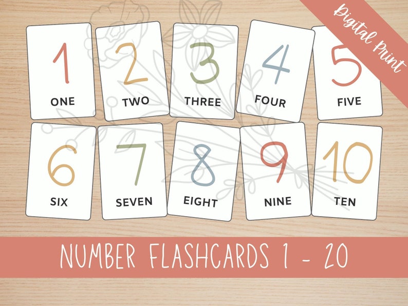 Number Flashcards 1-20 - Etsy