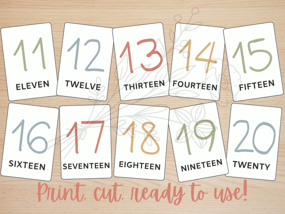 Number Flashcards 1-20 - Etsy