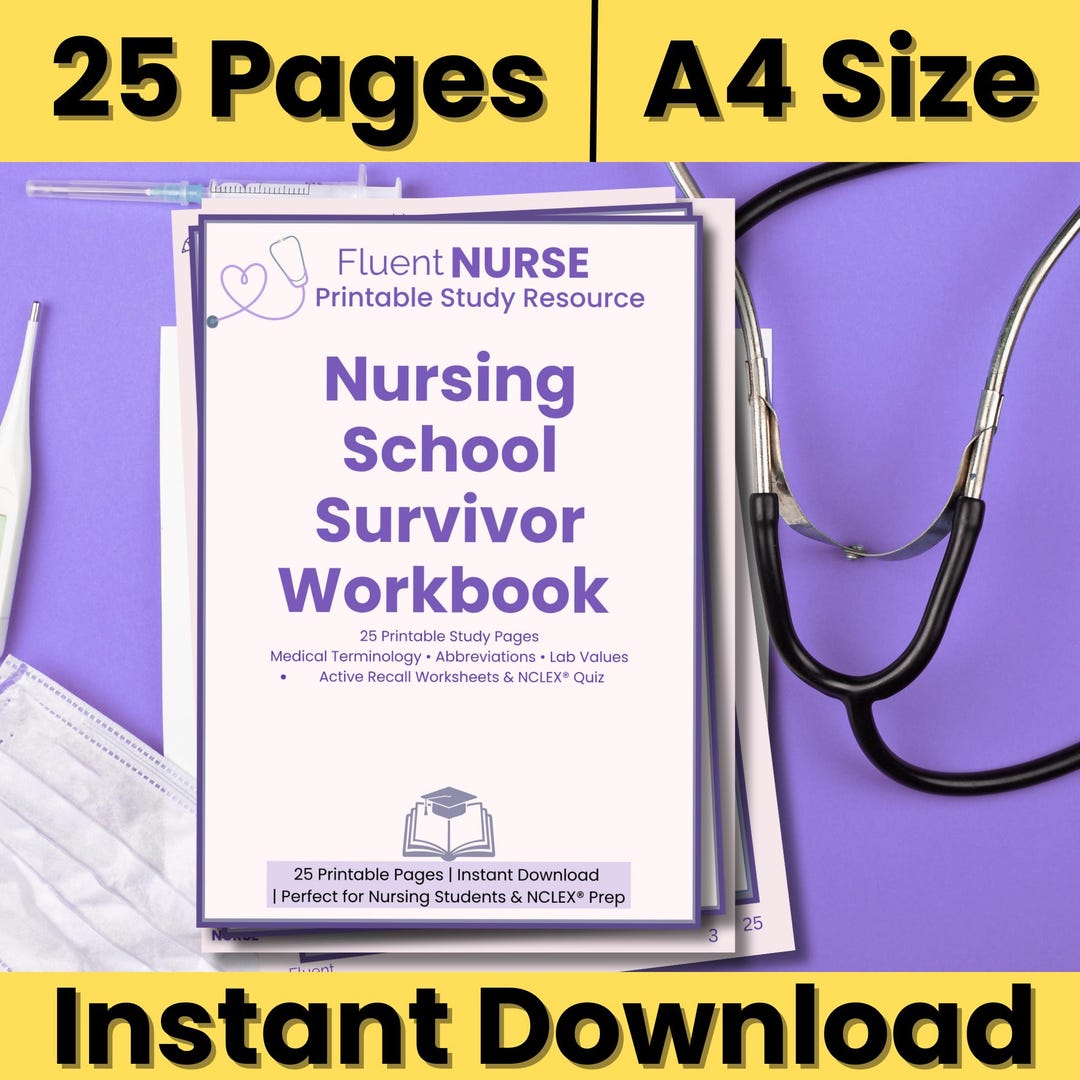 Nursing School Study Workbook | NCLEX Prep Workbook (PDF Download ...