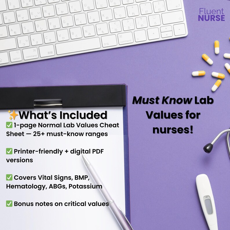 Lab Values Cheat Sheet Printable | Vital Signs Normal Ranges | Nursing ...