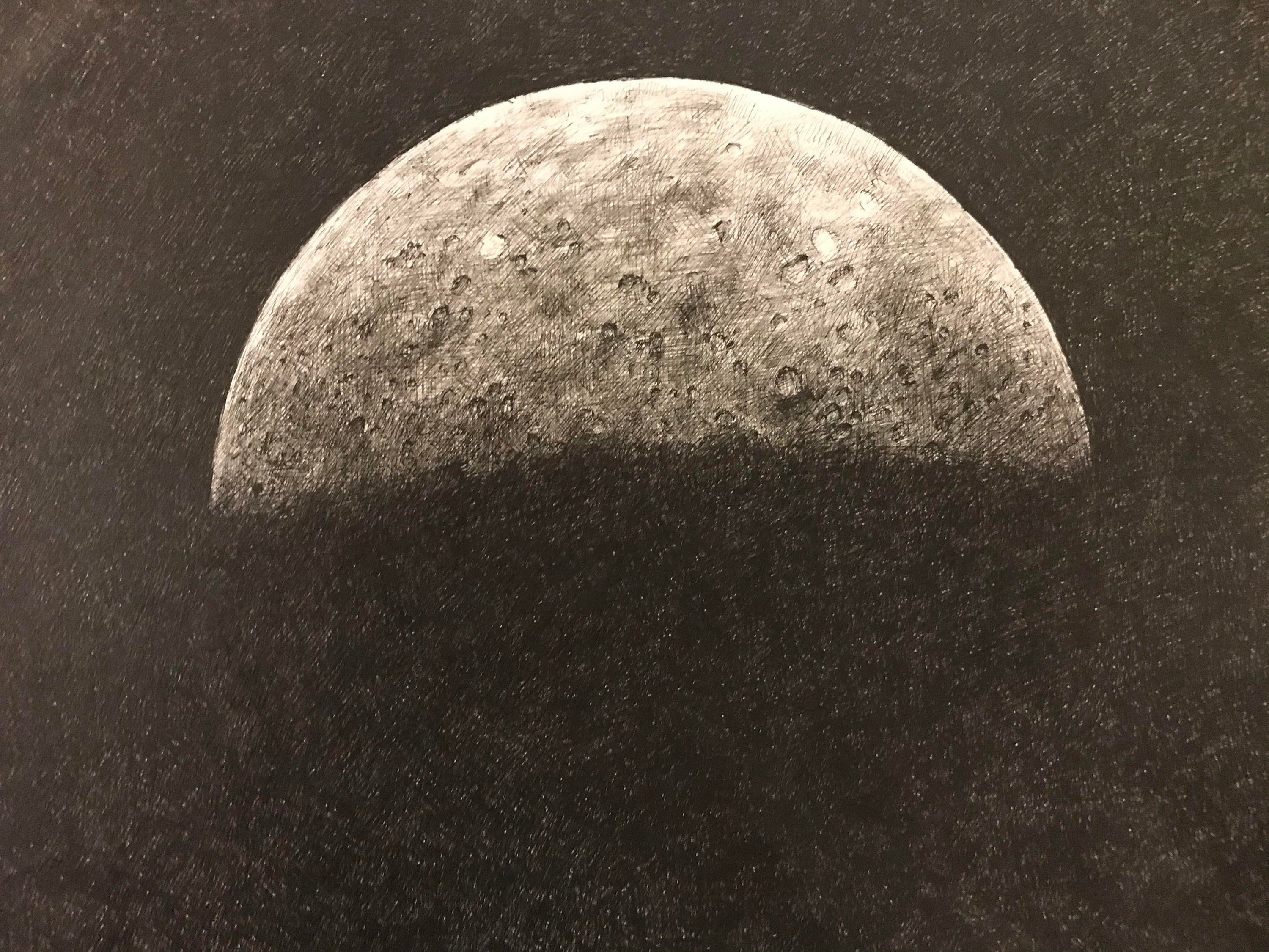 Moon Half in Shadow - Etsy