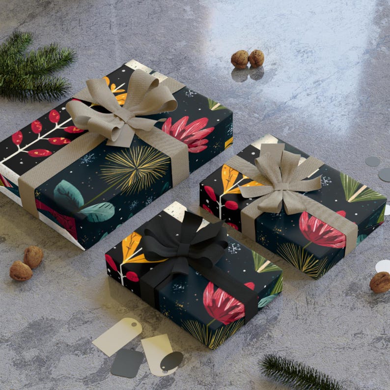 Colorful Gift Wrapping Paper Roll, Floral Pattern, Eco-friendly ...