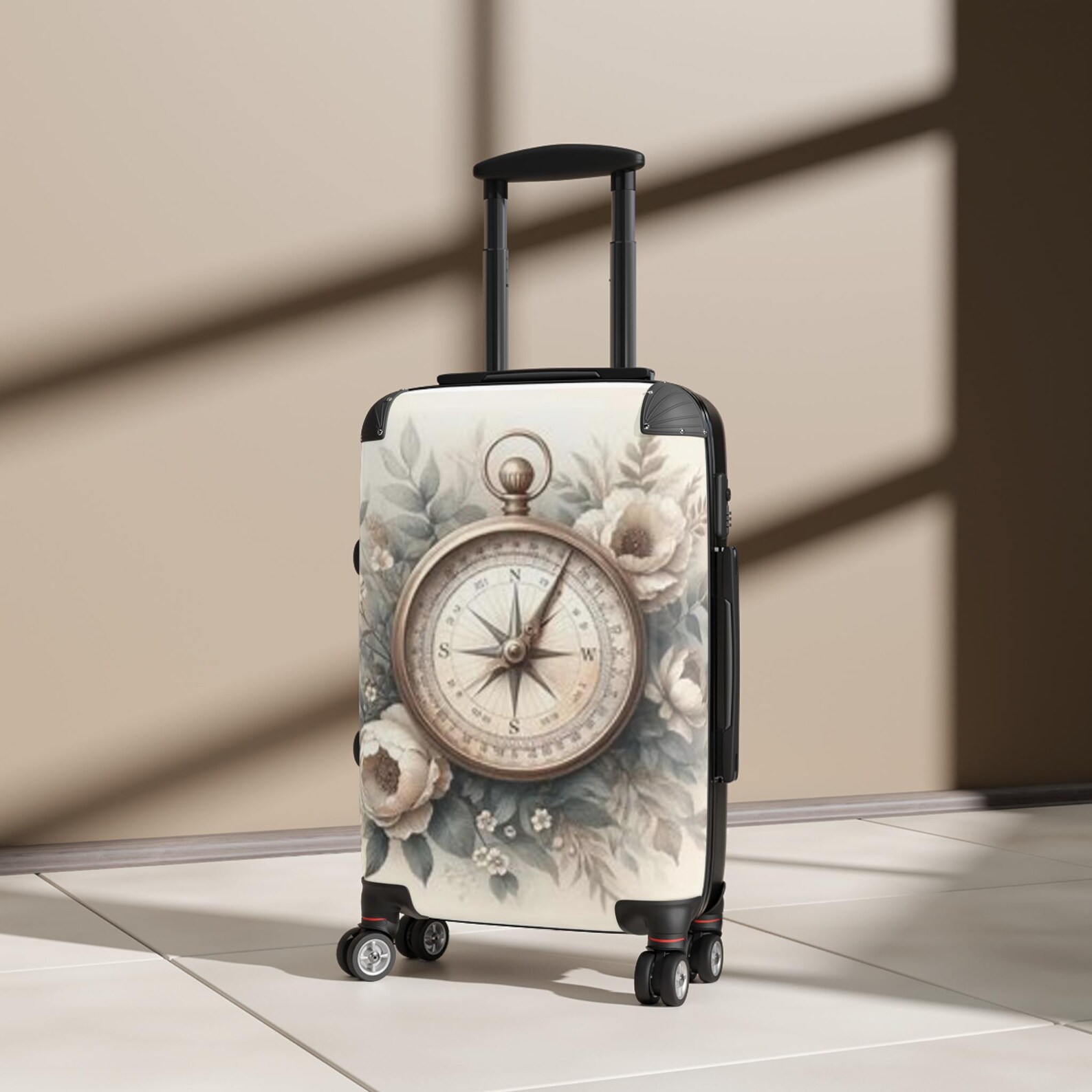 Vintage-inspired Luggage With Compass Design – Travel Suitcase - Etsy