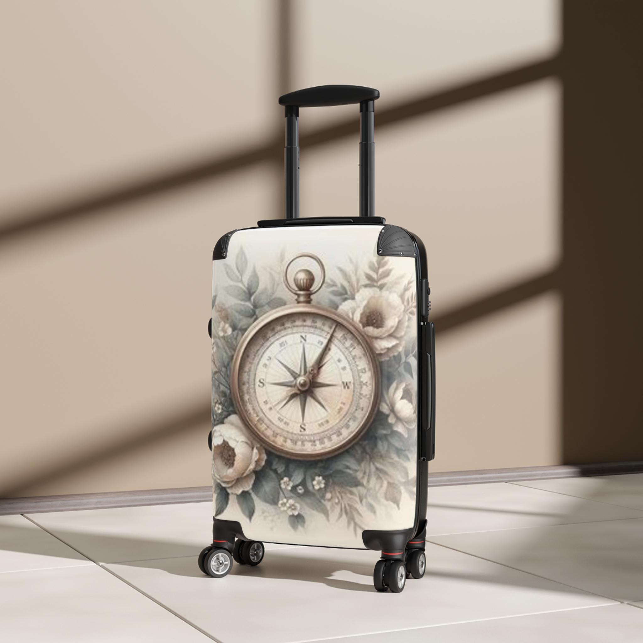 Vintage-inspired Luggage With Compass Design – Travel Suitcase - Etsy