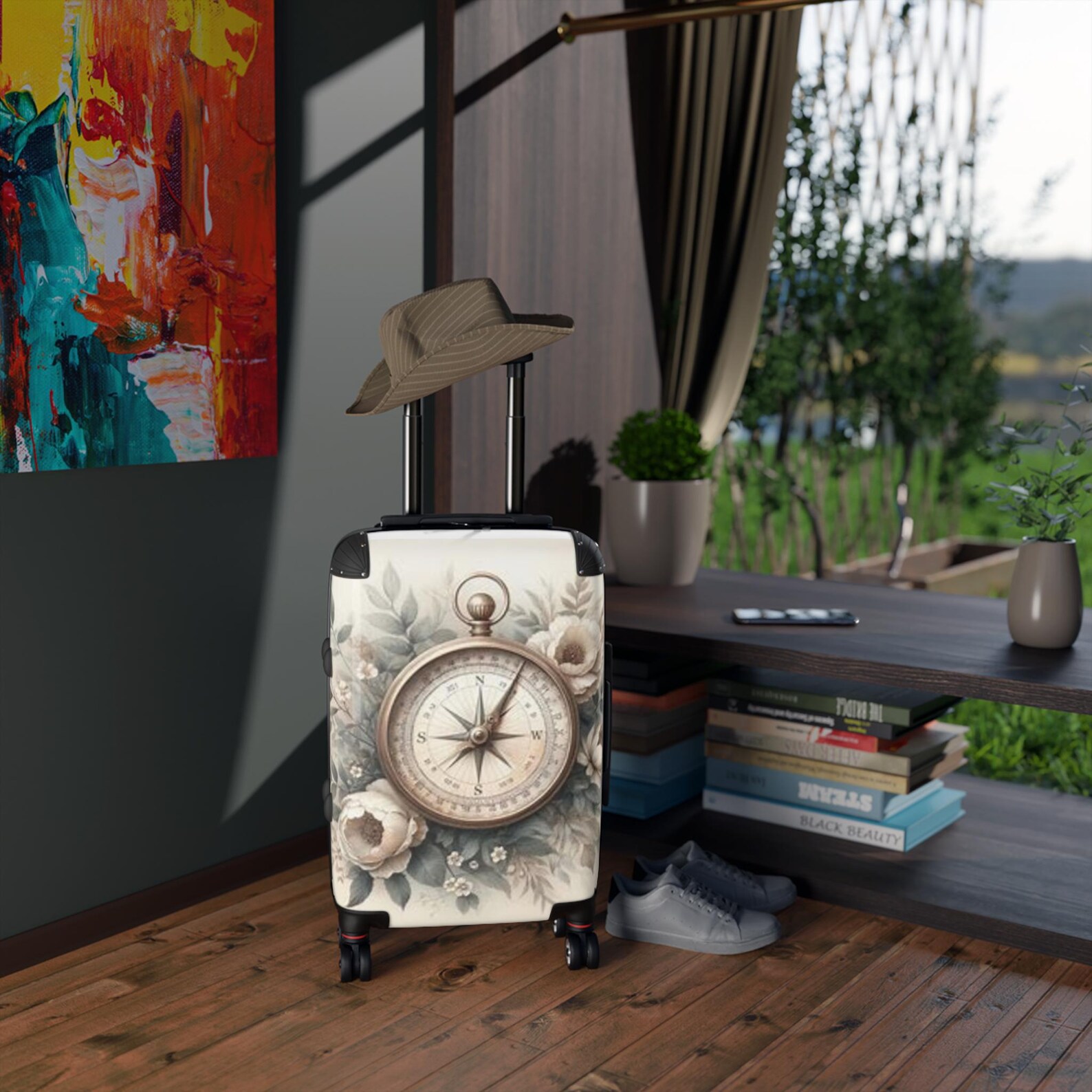 Vintage-inspired Luggage With Compass Design – Travel Suitcase - Etsy