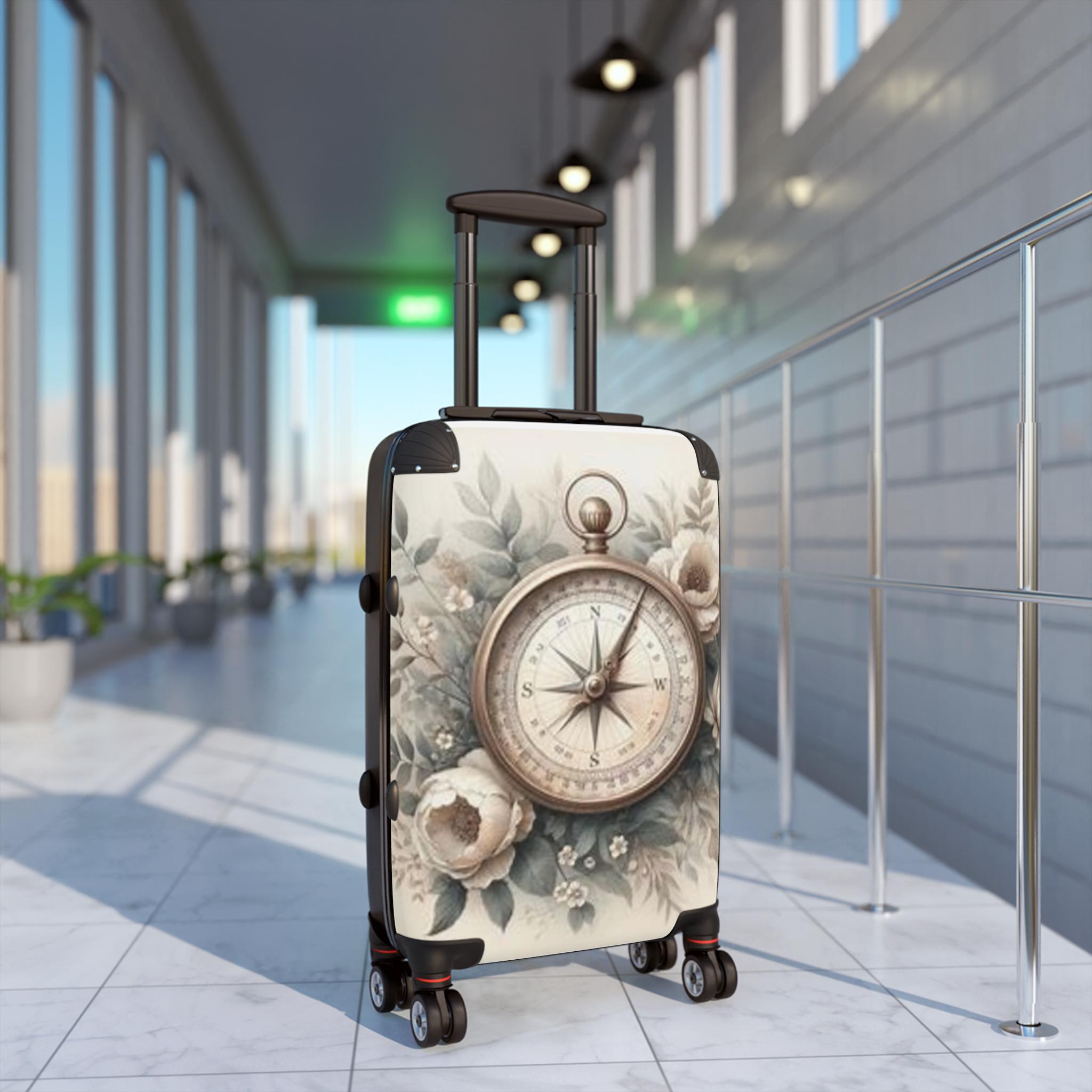 Vintage-inspired Luggage With Compass Design – Travel Suitcase - Etsy