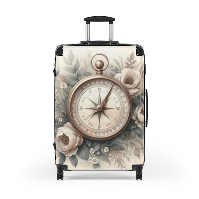 Vintage-inspired Luggage With Compass Design – Travel Suitcase - Etsy