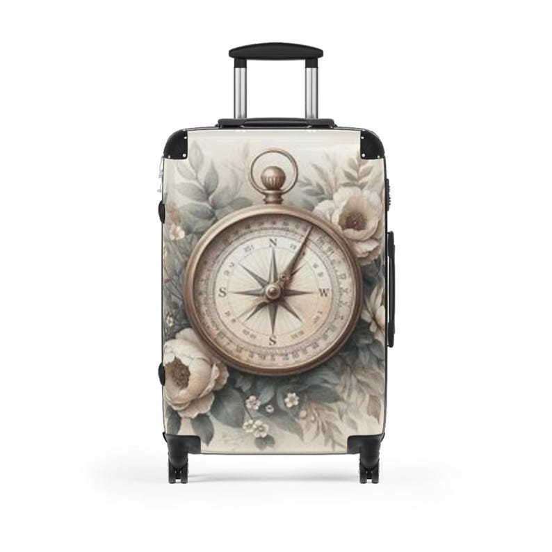 Vintage-inspired Luggage With Compass Design – Travel Suitcase - Etsy