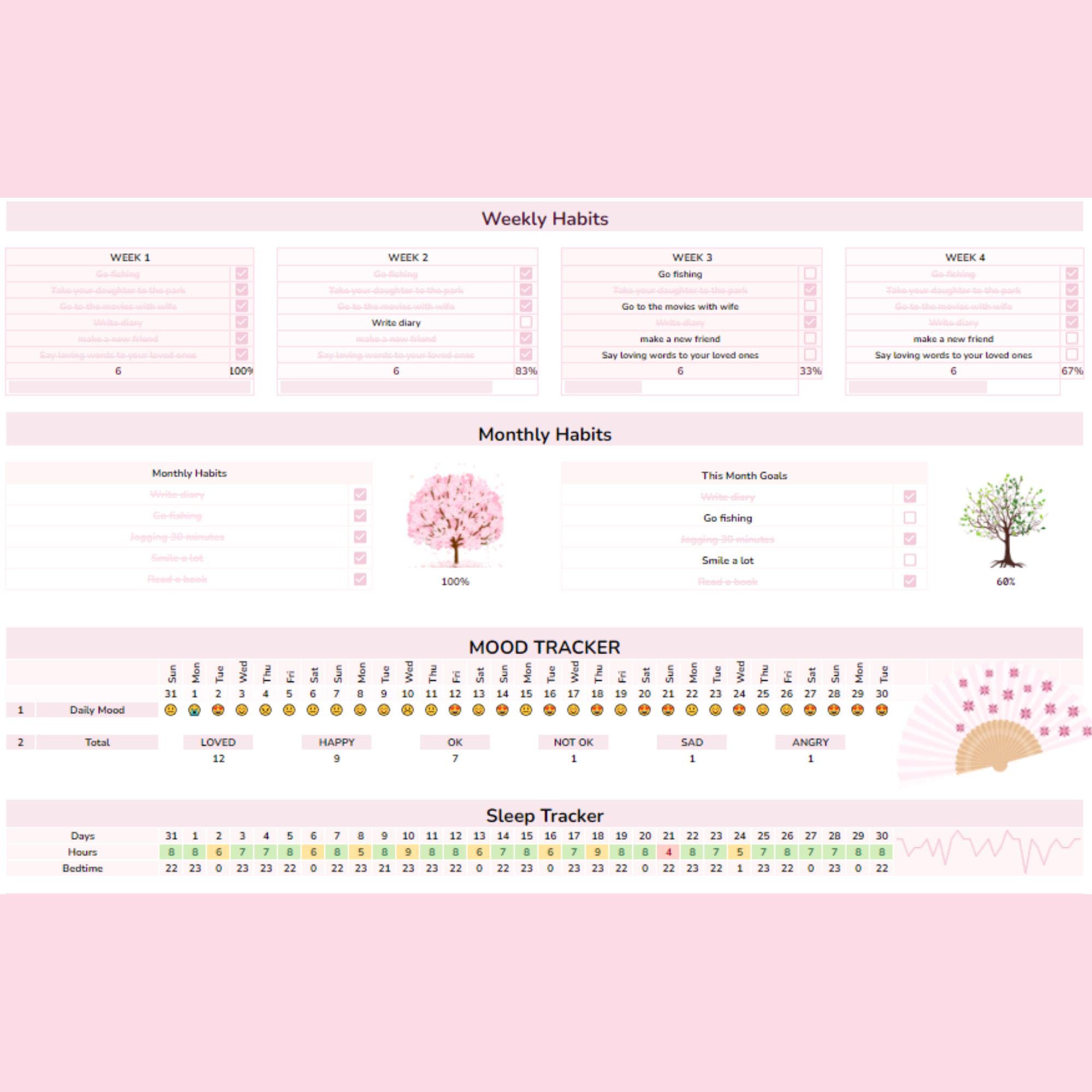 Ultimate Habit Tracker Spreadsheet Grow Cherry Blossom Trees, Google ... Ultimate Habit Tracker Spreadsheet Grow Cherry Blossom Trees, Google ...