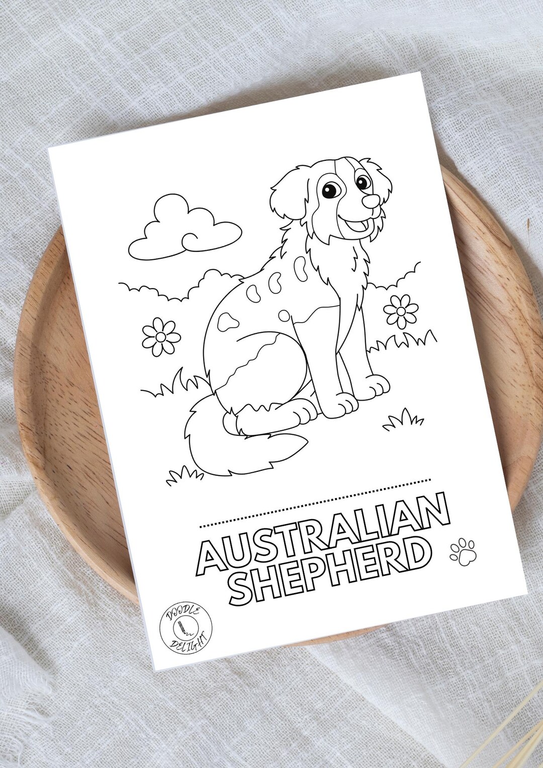 Colouring in Sheet Dog Breeds Australian Shepherd - Etsy